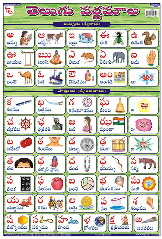 Telugu Alphabet Chart Laminated 33x48 cm Paper Print - Educational ...