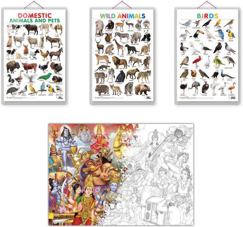 GIANT INDIAN MYTHOLOGY COLOURING POSTER, Domestic Animals and Pets ...