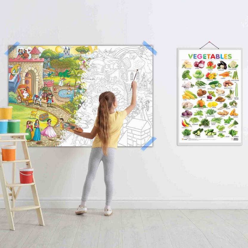 Vegetables and GIANT PRINCESS CASTLE COLOURING POSTER|Set of 1 chart +1 ...