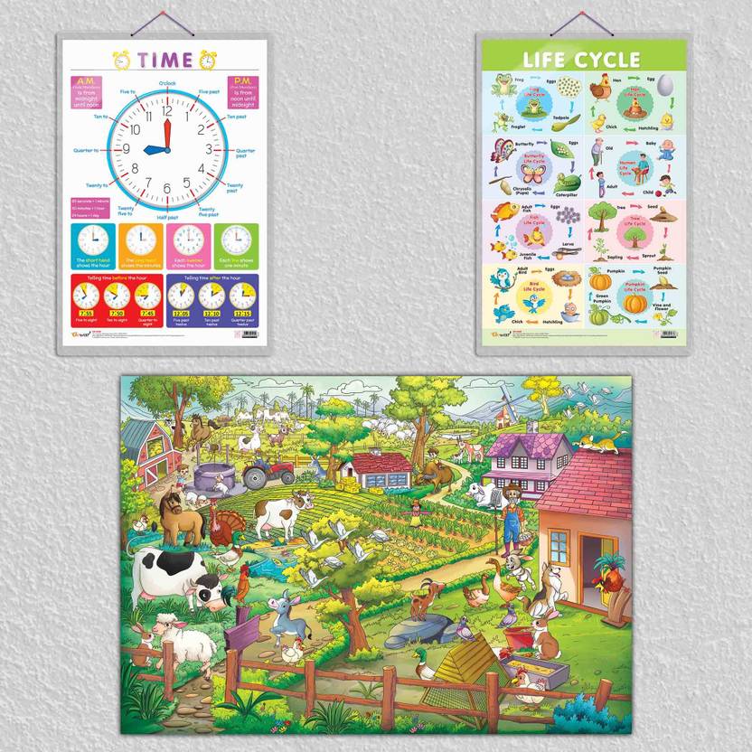 GIANT AT THE FARM COLOURING POSTER, Life Cycle and TIME | set of 1 ...