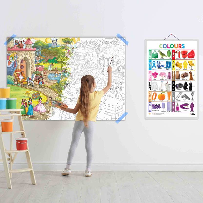 Colours and GIANT PRINCESS CASTLE COLOURING POSTER | SET OF 1 CHART and ...