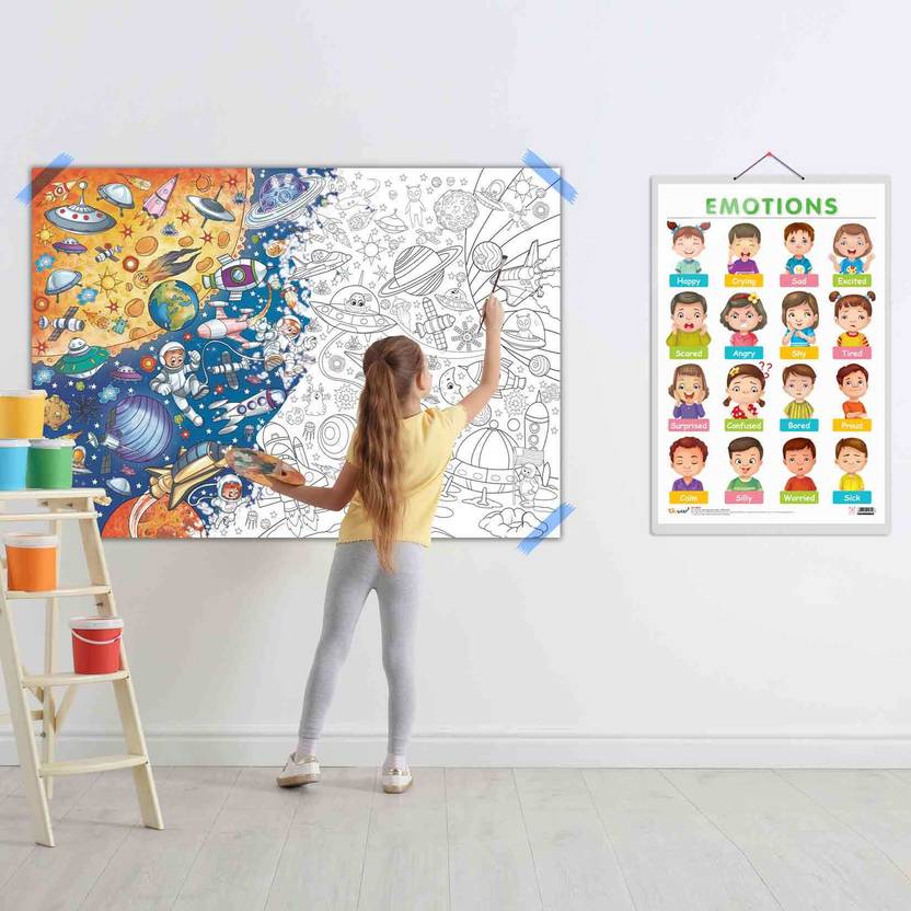 EMOTIONS CHART and GIANT SPACE COLOURING POSTER | SET OF 1 CHART and 1 ...