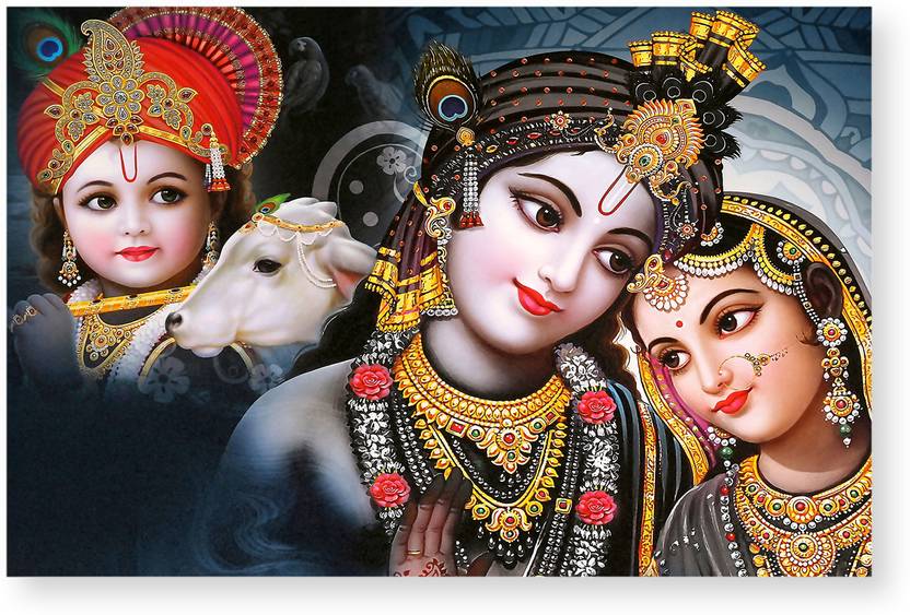 Hindu Goddess Radha Rani And Lord Krishna Photo Poster With Uv Textured ...