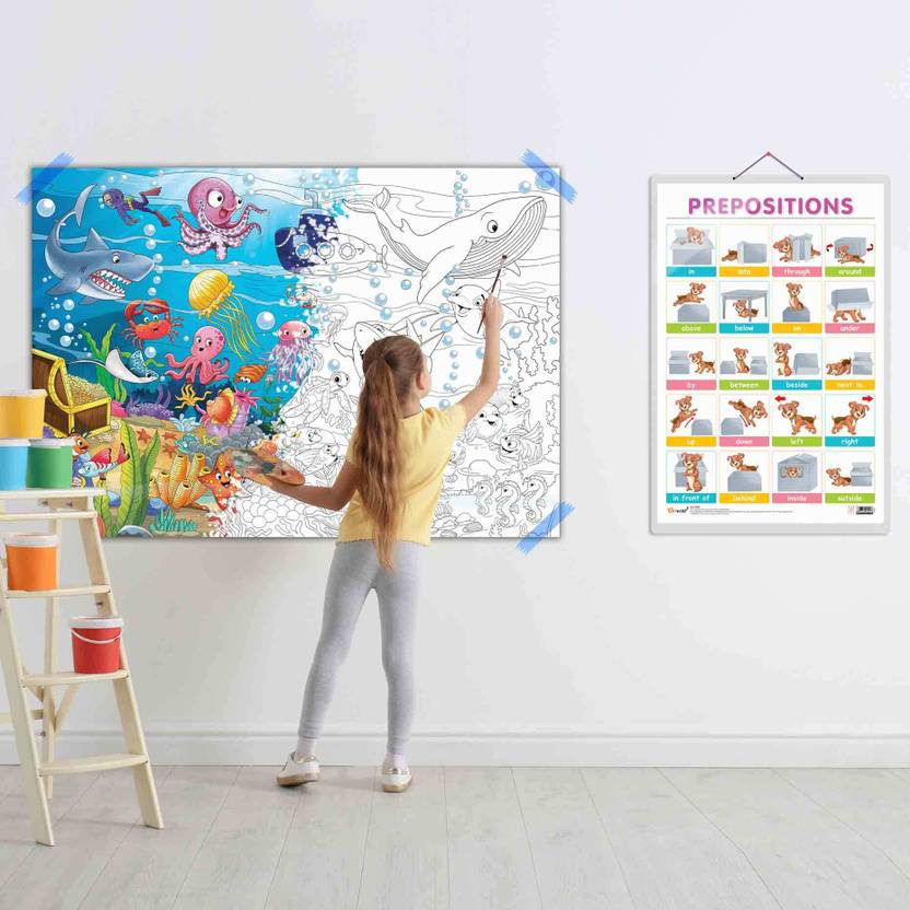 PREPOSITIONS CHART and GIANT UNDER THE OCEAN COLOURING POSTER | SET OF ...