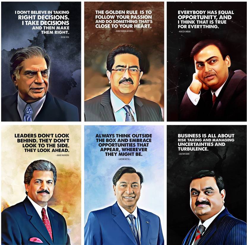 Motivational and Inspirational Quotes Wall Posters, (Ratan Tata, Mukesh ...
