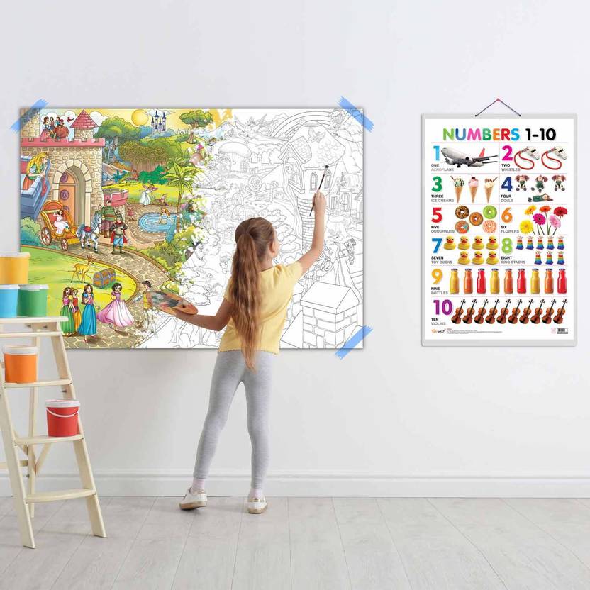 Numbers 1-10 Chart and GIANT PRINCESS CASTLE COLOURING POSTER | SET OF ...