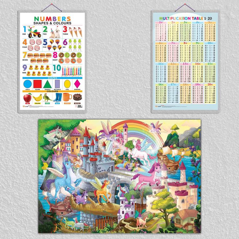 GIANT UNICORN COLOURING POSTER, Multiplication Table 1-20 chart and ...