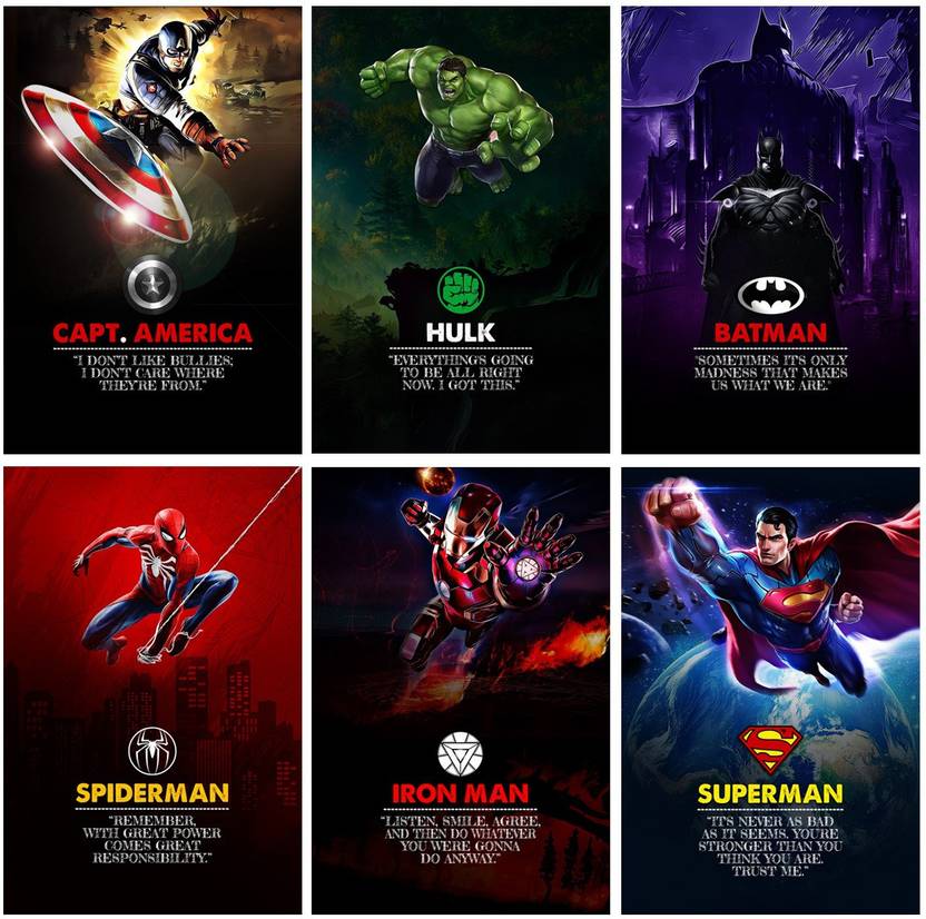 Superhero's Wall Posters and Inspirational, Motivational Quotes, (Iron ...