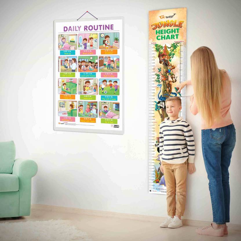 DAILY ROUTINE CHART and JUNGLE HEIGHT CHART | Set of 2 charts 1 ...