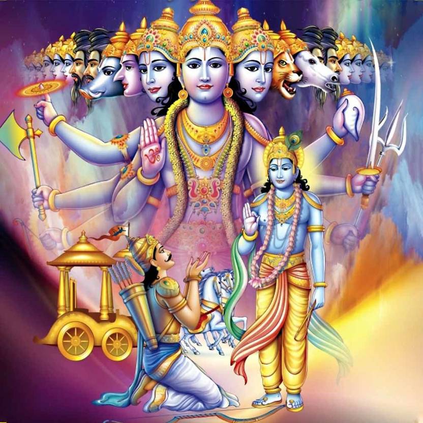 SHRI KRISHNA & ARJUNA Waterproof Vinyl Sticker Poster || (24 inc X 24 ...
