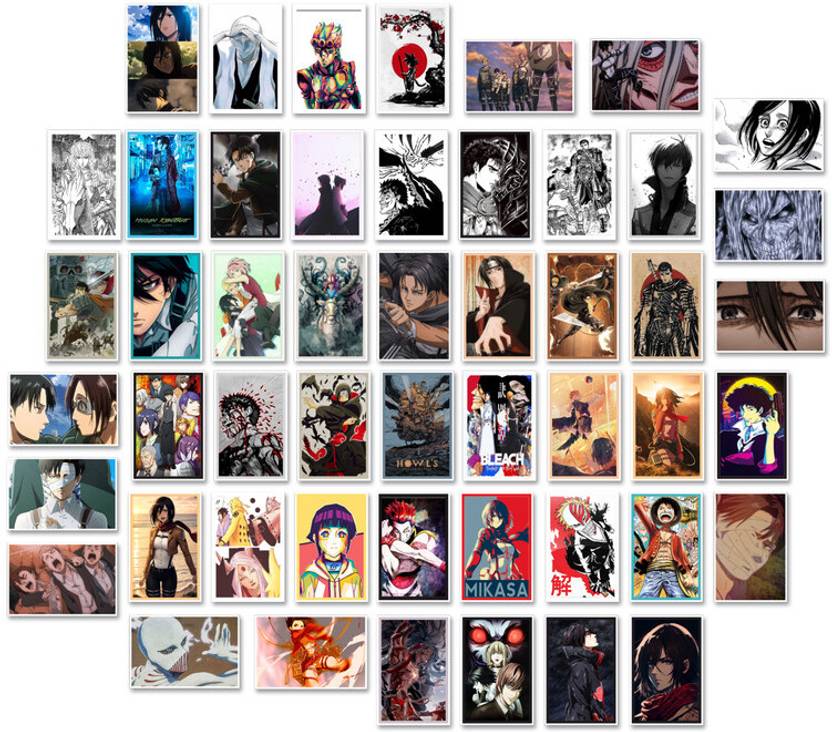 50 Pcs Wall Collage Kit, Anime Aesthetic Photo Collage, Manga Collage ...