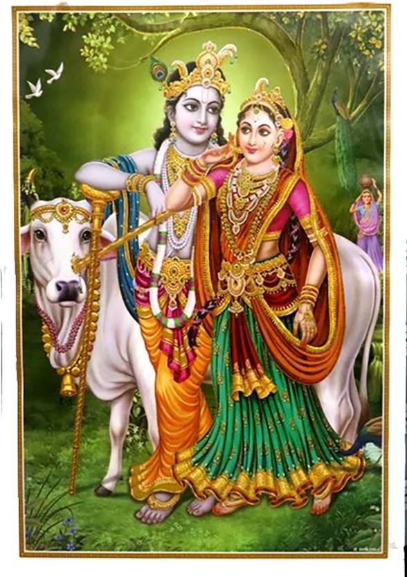 Standing Radha-Krishna ji Big Size Thick Paper Wall Poster for Drawing ...