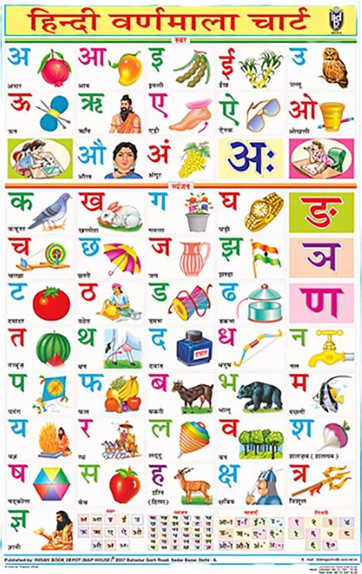 Hindi Varnamala Chart Without Pvc Rollers| Study/Classroom Chart ...