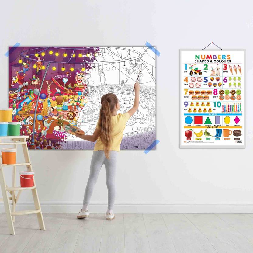 Numbers, Shapes & Colours Chart and GIANT CIRCUS COLOURING POSTER | Set ...