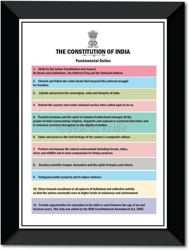 The Constitution of India I Fundamental Duties of India I Preamble Wall ...