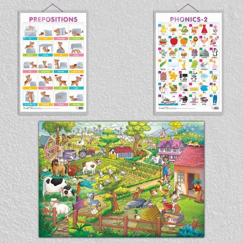 GIANT AT THE FARM COLOURING POSTER, PREPOSITIONS and PHONICS - 2| set ...