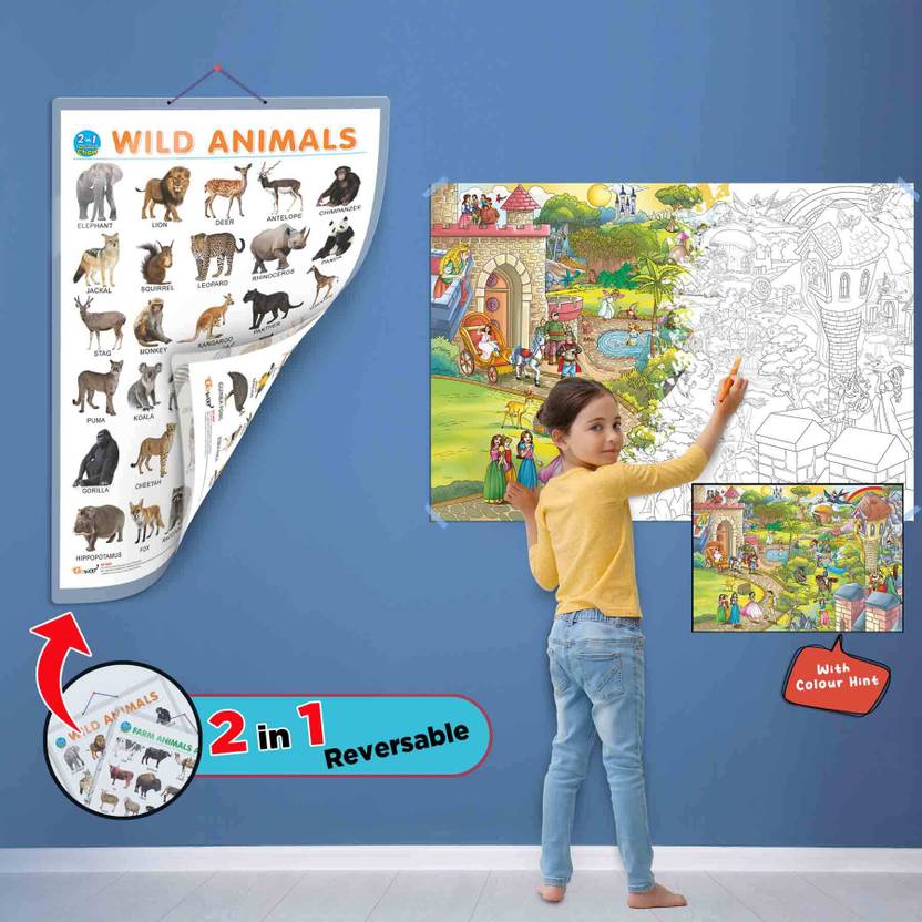 2 IN 1 WILD AND FARM ANIMALS & PETS CHART and GIANT PRINCESS CASTLE ...