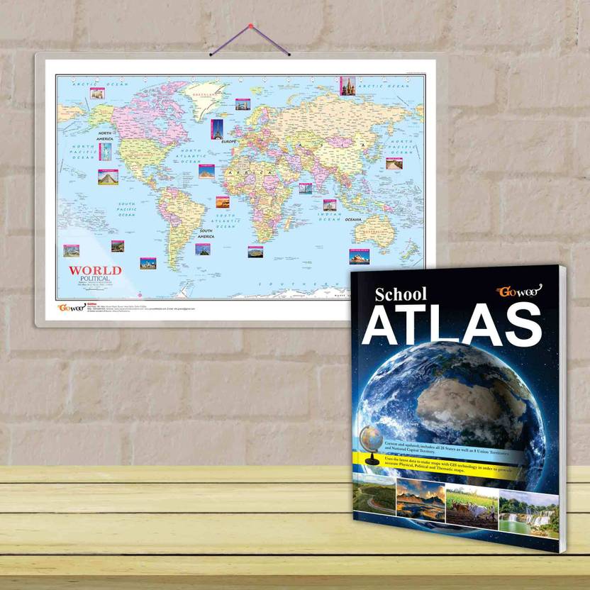 World Political Map and SCHOOL ATLAS (ENGLISH) - MAPLITHO | Set of 1 ...