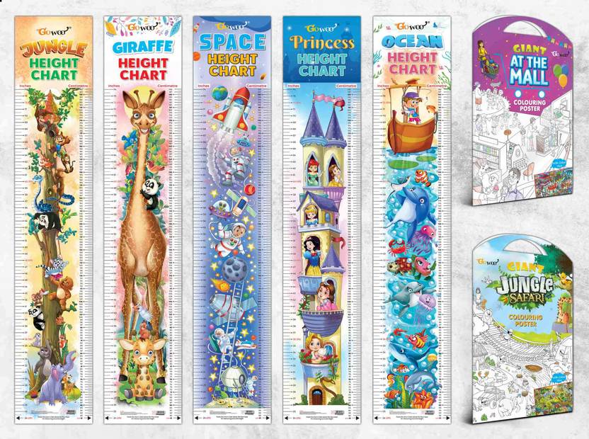 PRINCESS HEIGHT CHART, OCEAN HEIGHT CHART, JUNGLE HEIGHT CHART, GIRAFFE ...