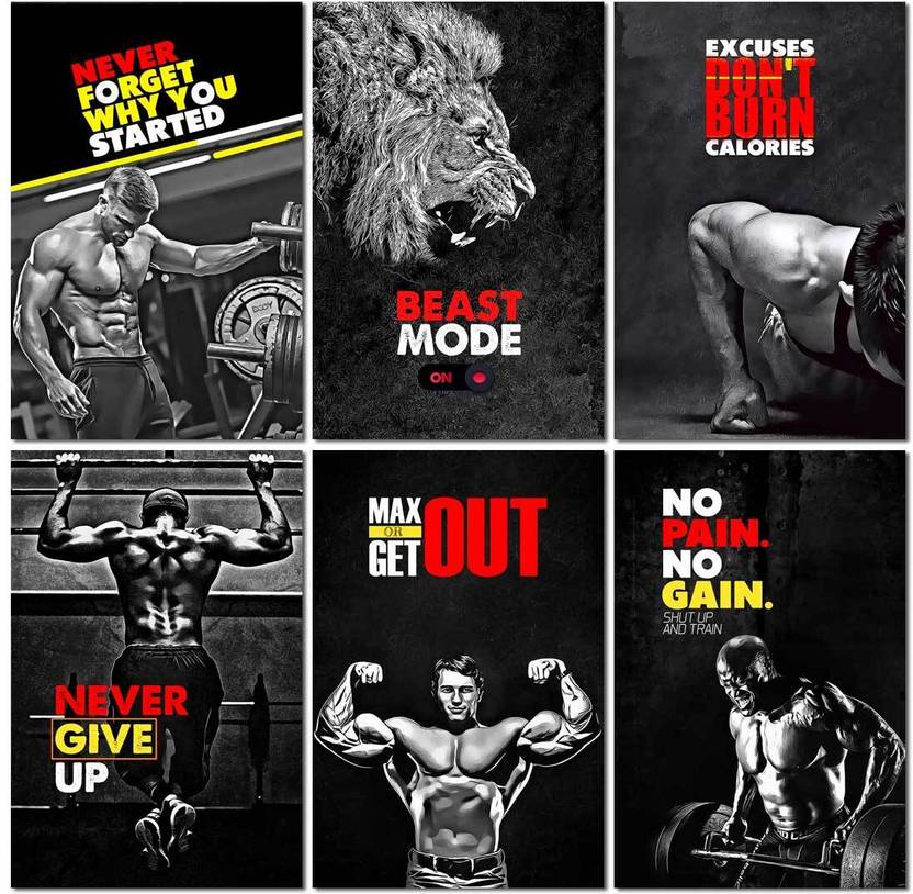 Gym (Workout) Motivational and Inspirational Quotes Posters, Pack of 06 ...