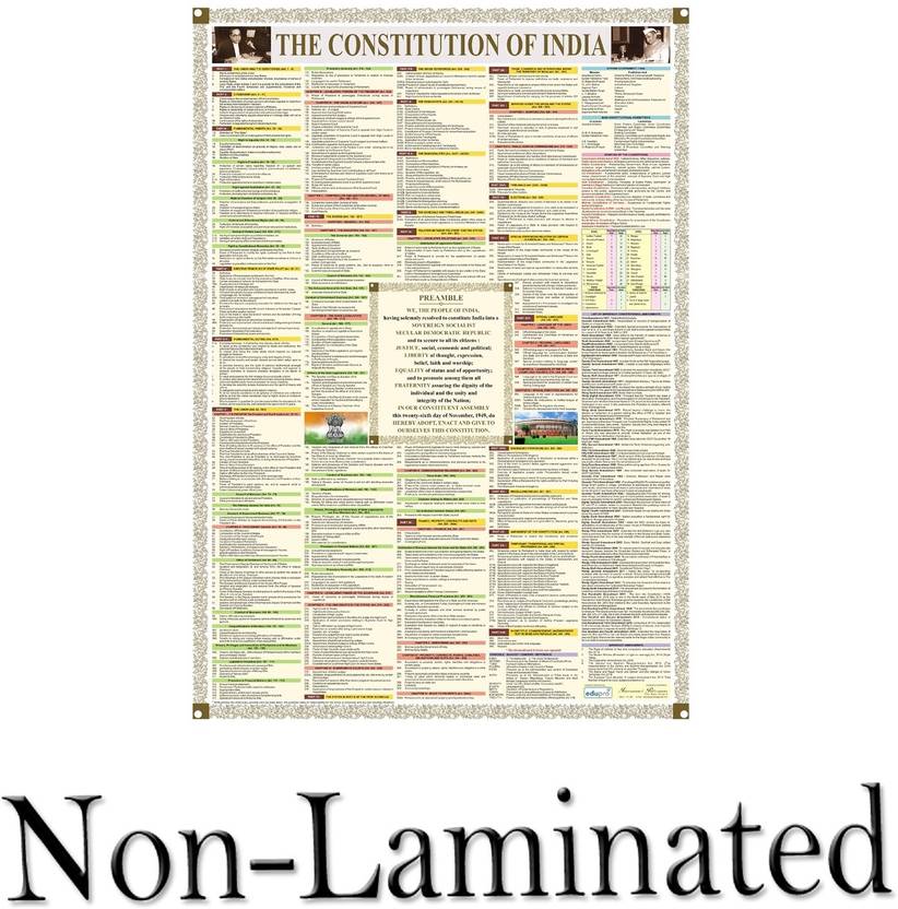 CONSTITUTION OF INDIA CHART SIZE : 100x70 cm (40"x 28" inch) with important amendments. UPDATED ...
