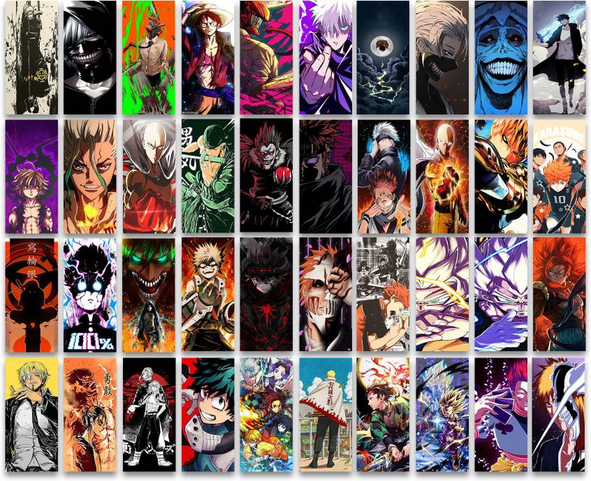 set of 40 mix anime wall poster for room long size ( 12x4.5 inch) wall ...