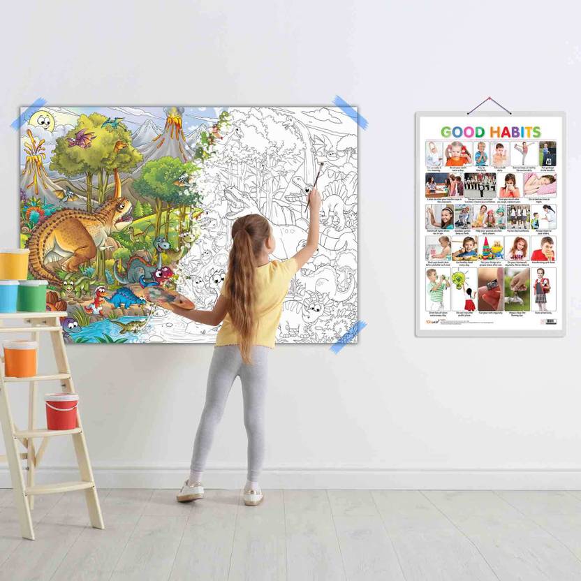 Good Habits Chart and GIANT DINOSAUR COLOURING POSTER | SET OF 1 CHART ...