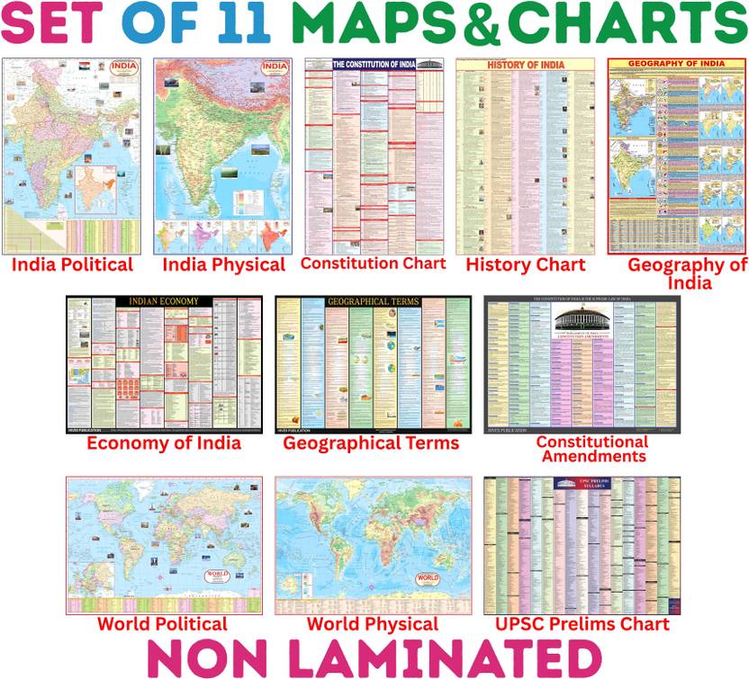 Complete set of UPSC Maps & Charts | set of 11 | India & World Map ...