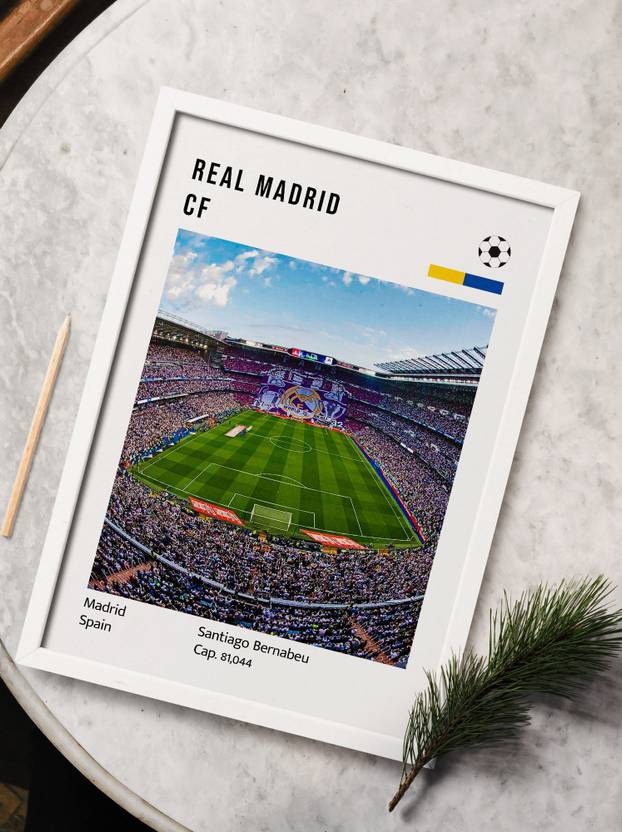 Real Madrid Football Club Stadium White Framed Poster (8x12 Inches) For ...