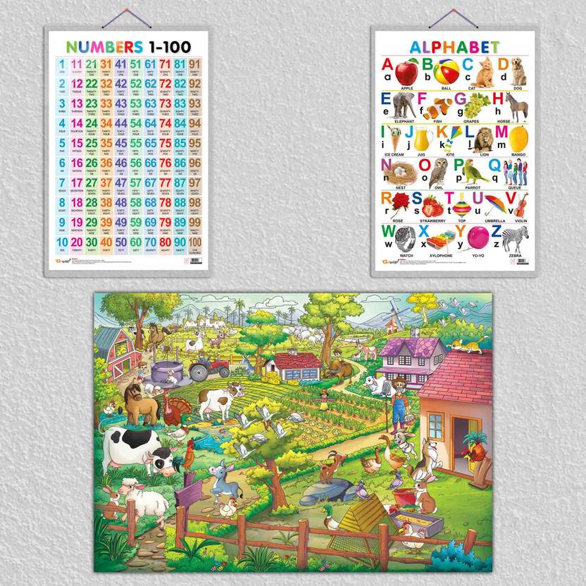 GIANT AT THE FARM COLOURING POSTER, Alphabet and Numbers 1-100| Combos ...