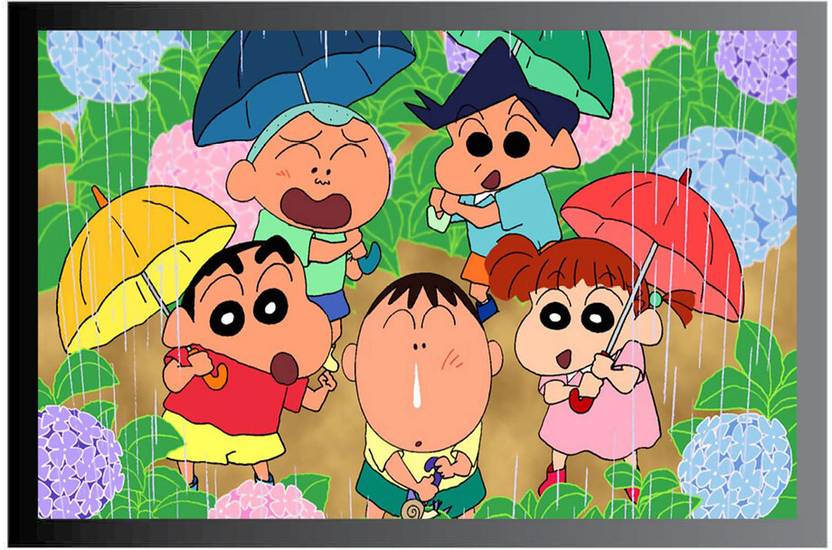 Shin Chan Frame Poster For Room Synthetic Wood Gloss Lamination F8 ...