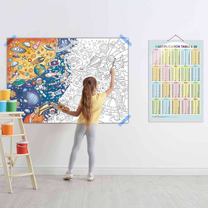 Multiplication Table 1-20 Chart and GIANT SPACE COLOURING POSTER | Set ...