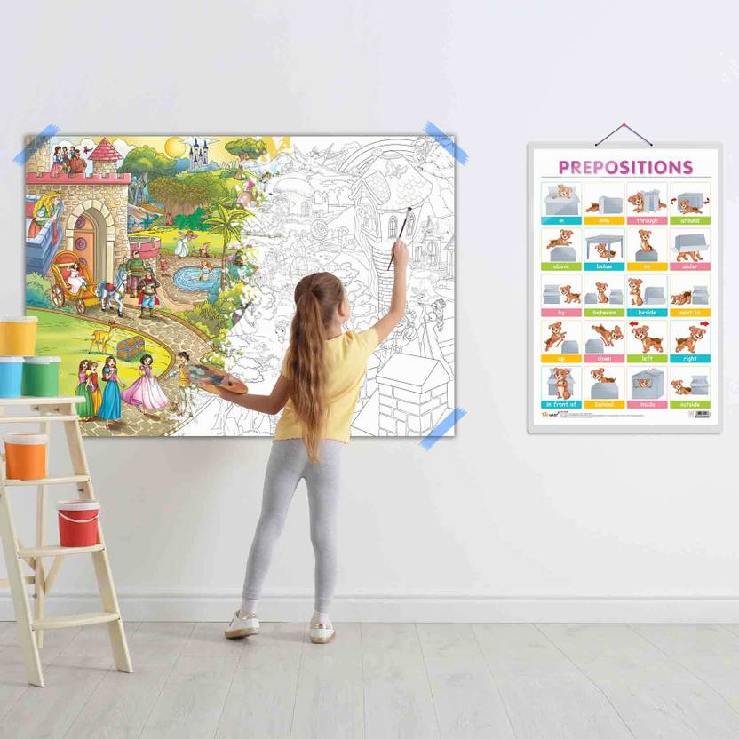 PREPOSITIONS CHART and GIANT PRINCESS CASTLE COLOURING POSTER | SET OF ...