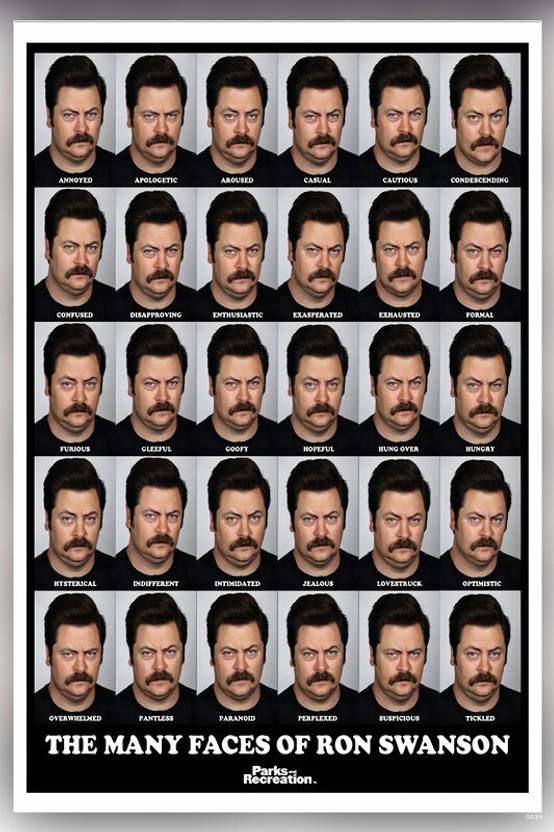Many Faces Of Ron Swanson Workplace Comedy Tv Series Cover Matte Finish ...