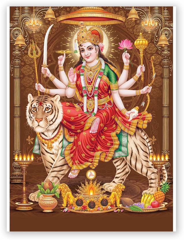 Hindu Goddess Maa Ambe Digital Photo Poster With Uv Textured Size 24 X ...