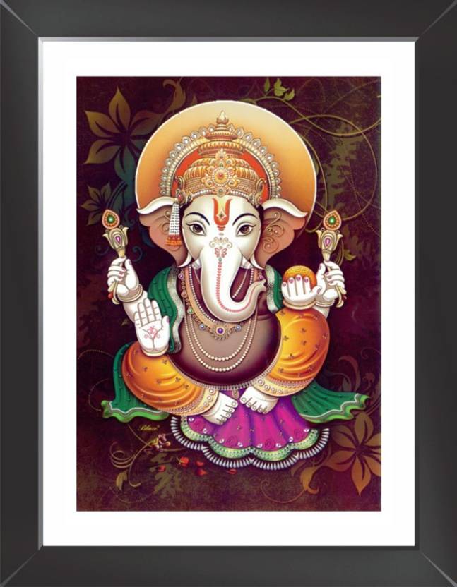 Lord Ganesha Ganesh Ji Wall Poster With Framed For Home & Office Decor ...