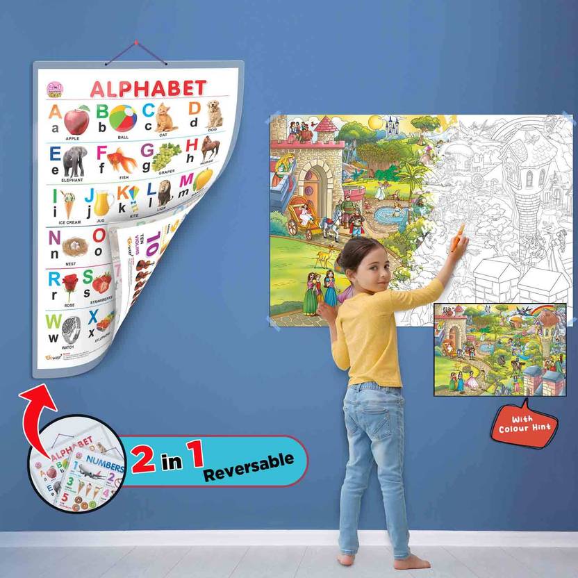 "2 IN 1 ALPHABET AND NUMBER 1-10 CHART and GIANT PRINCESS CASTLE ...