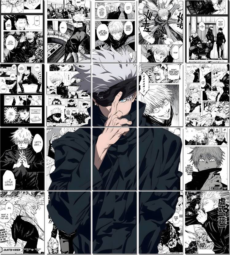 Gojo Satoru Manga Collage Poster Set - Set of 20, 210 mm x 297 mm ...
