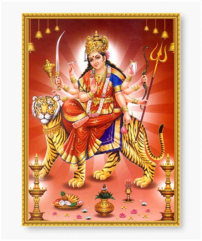 A4 Size Goddess Sri Durga Devi,Ambe mata photo; Sherawali mata on Tiger ...