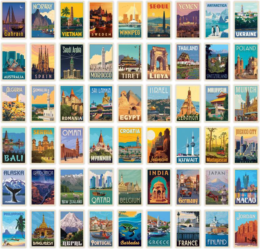 Pack of 54 Vintage Country Posters Collage Kit For Wall, Trendy Country ...