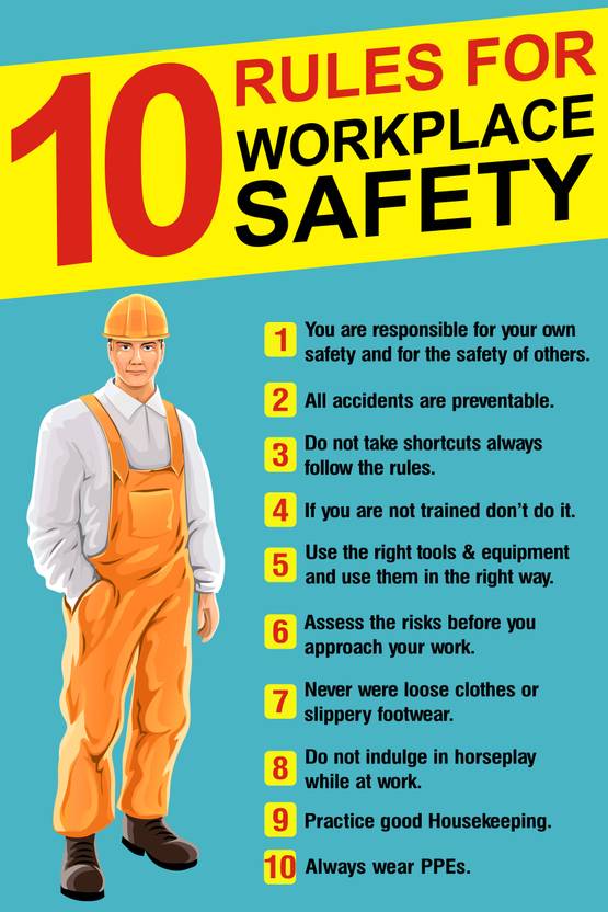 10 Rules For Workplace Safety Poster | Safety Essential Warning Poster ...