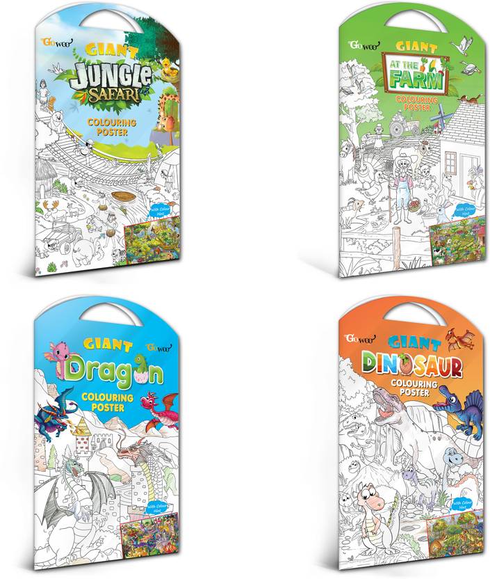 GIANT AT THE FARM COLOURING POSTER, GIANT JUNGLE SAFARI COLOURING ...
