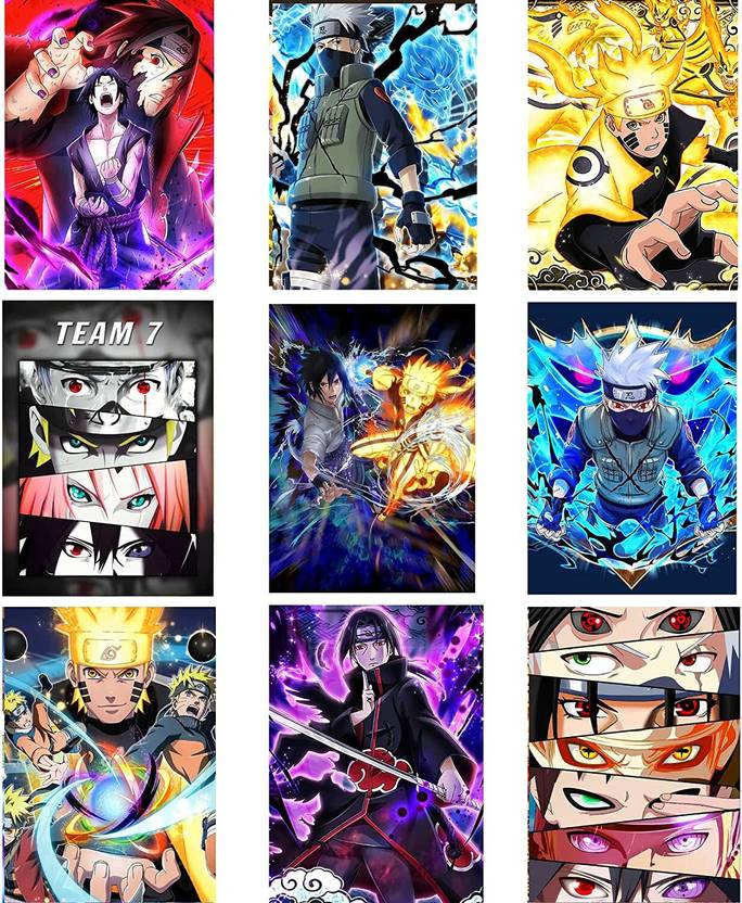 Set of 9 naruto wall poster 300 GSM Thick glossy poster anime poster A4 ...