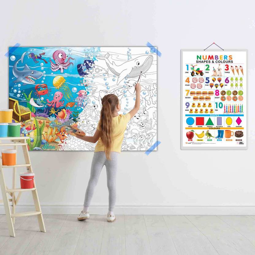 Numbers, Shapes & Colours Chart and GIANT UNDER THE OCEAN COLOURING ...