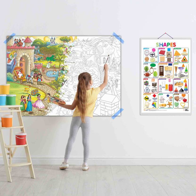 Shapes Chart and GIANT PRINCESS CASTLE COLOURING POSTER | SET OF 1 ...