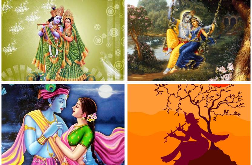 Poster 4 Combo, Bal Krishna, Lord Krishna Poster | Radha-Krishna,Laddu ...