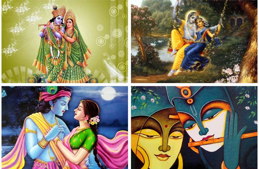 Poster 4 Combo, Bal Krishna, Lord Krishna Poster | Radha-Krishna,Laddu ...