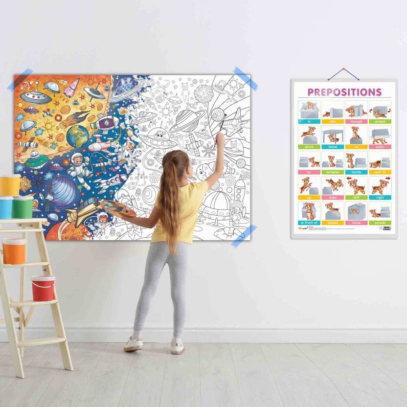 PREPOSITIONS CHART and GIANT SPACE COLOURING POSTER | SET OF 1 CHART ...