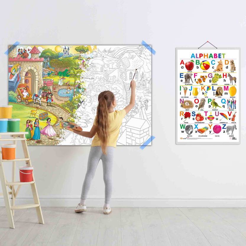 Alphabet and GIANT PRINCESS CASTLE COLOURING POSTER | Set of 1 chart+1 ...