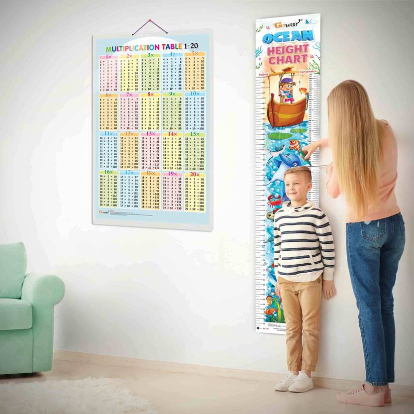 Multiplication Table 1-20 and OCEAN HEIGHT CHART | Set of 2 chart | Fun ...